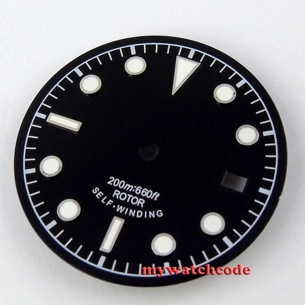 30.4mm black sterile dial green luminous Watch Dial for 2824 2836 Move ...