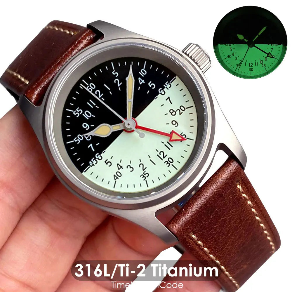 Tandorio TD171 Ti-2 Titanium GMT Field Watch NH34A 36mm 20bar Sapphire ...