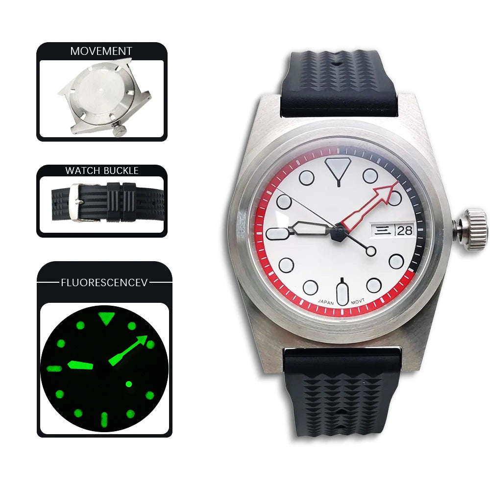 Day Date Pilot Watch Unimatic U2 Homage 38MM Sapphire NH36 Movement Cu ...