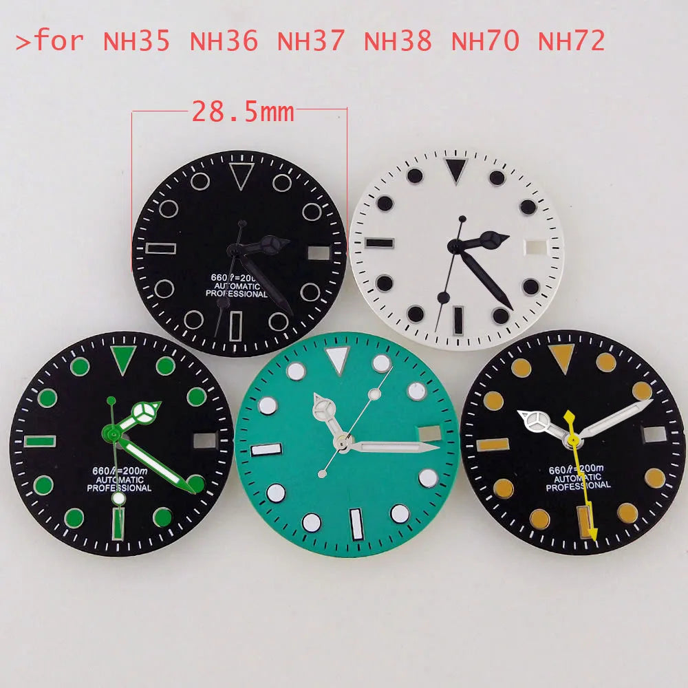 SU B Watch Part 28.5mm Watch Dial for NH 35 NH 36 NH 37 NH 38 NH 39 NH ...