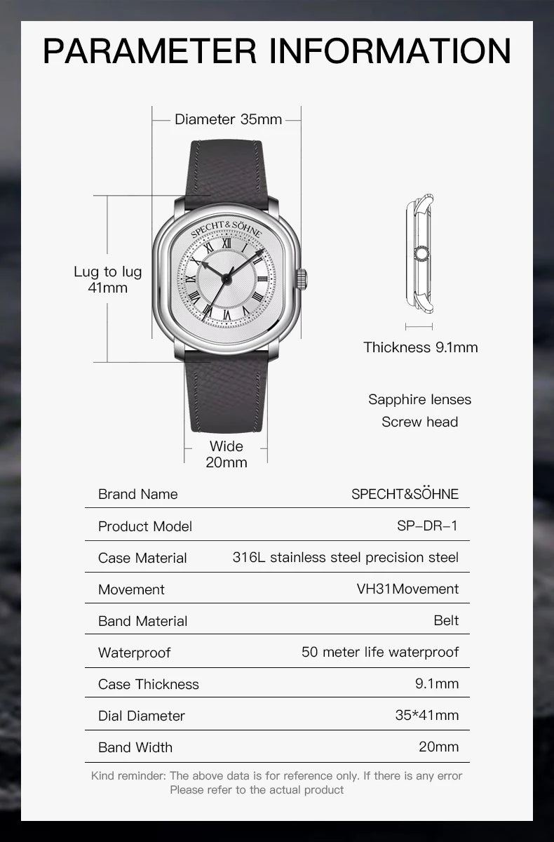 Specht & Söhne 2025 New 35MM Men's Watches Top brand Luxury Vintage Wa ...