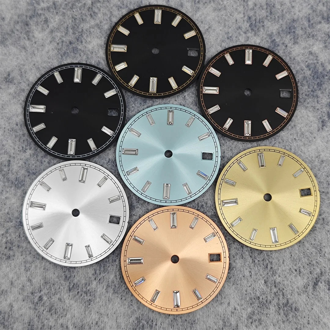 28.5mm Watch Dial Stone Diamond Nail Sunburst Watch Faces No Luminous ...