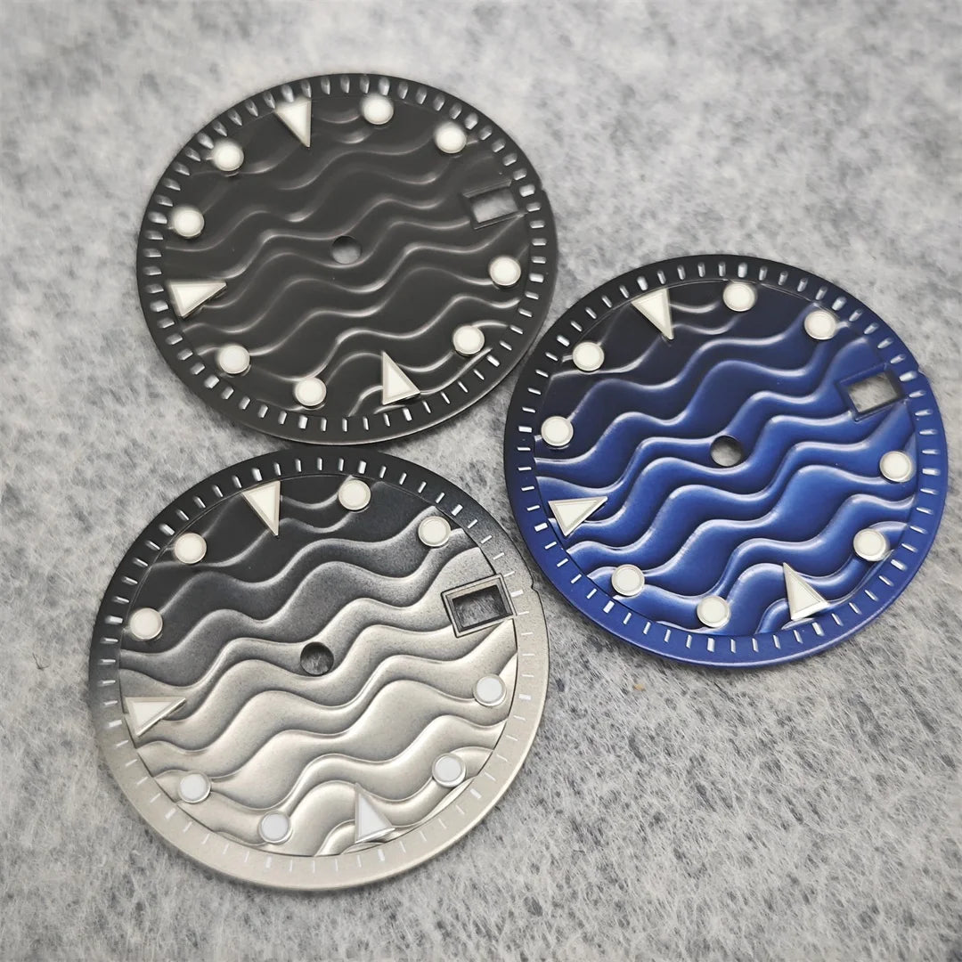 28.5mm Watch Dial Water Ripple Gradient Color Watch Faces Green Lumino ...