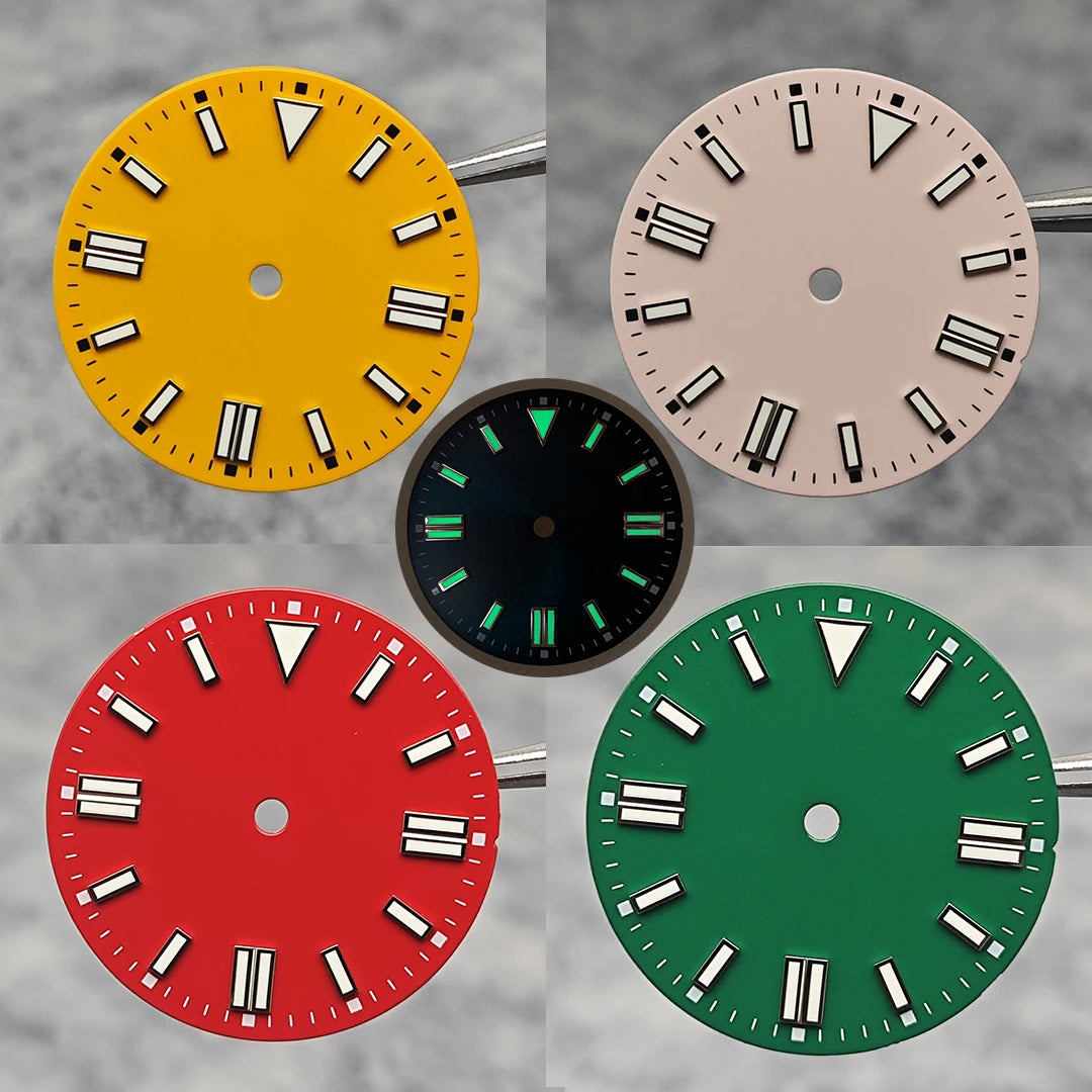 28.5mm Watch Dial Colorful Enameled Surface with Green Luminous Watch ...
