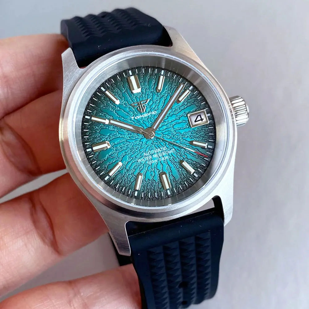 Tandorio Pilot watch 36mm TD105M Blue Red Multicolor Dial NH35A Automa ...
