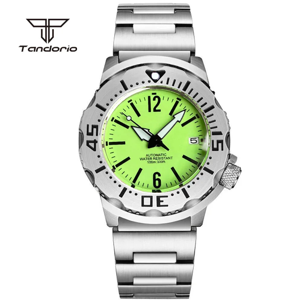 Tandorio TD254G Monster Watch Green Dial FUll Lume NH35A 42mm 20BAR Sa ...