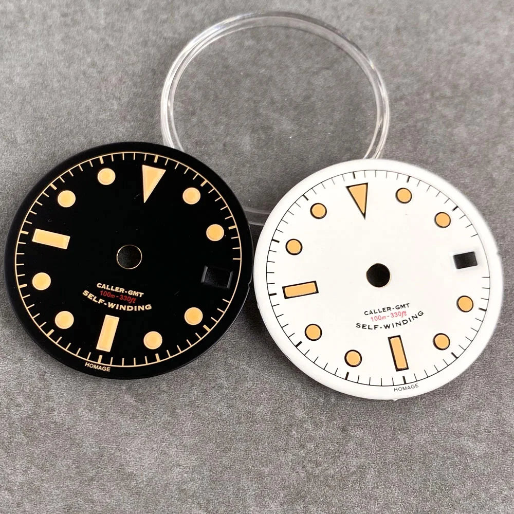 29mm Black White Luminous coating GMT Watch Dial fit NH34 NH34A GMT Au ...