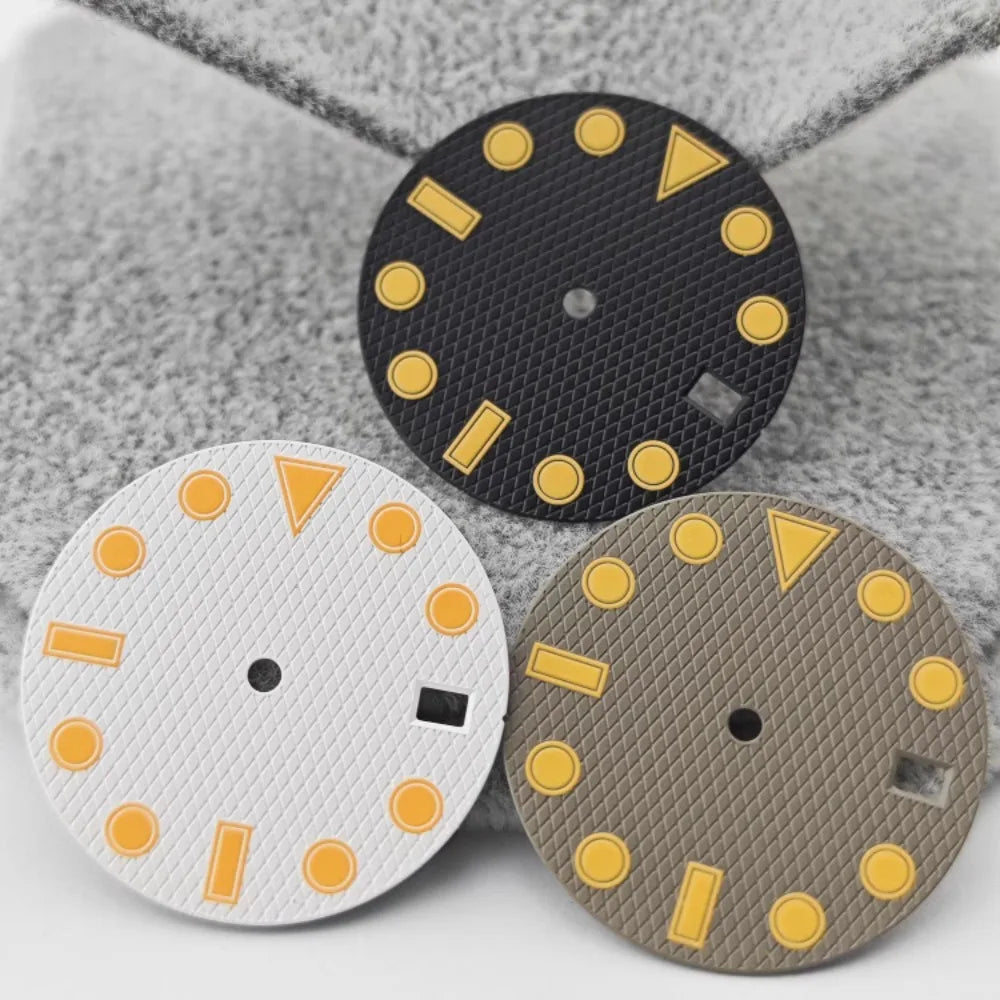 NH35 Watch Dial 28.5mm Diamond Pattern Retro Dial Green Luminous Watch ...