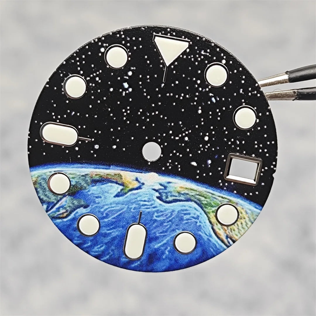28.5mm Watch Dial Starry Sky and Earth Green Luminous Surface + Hands ...