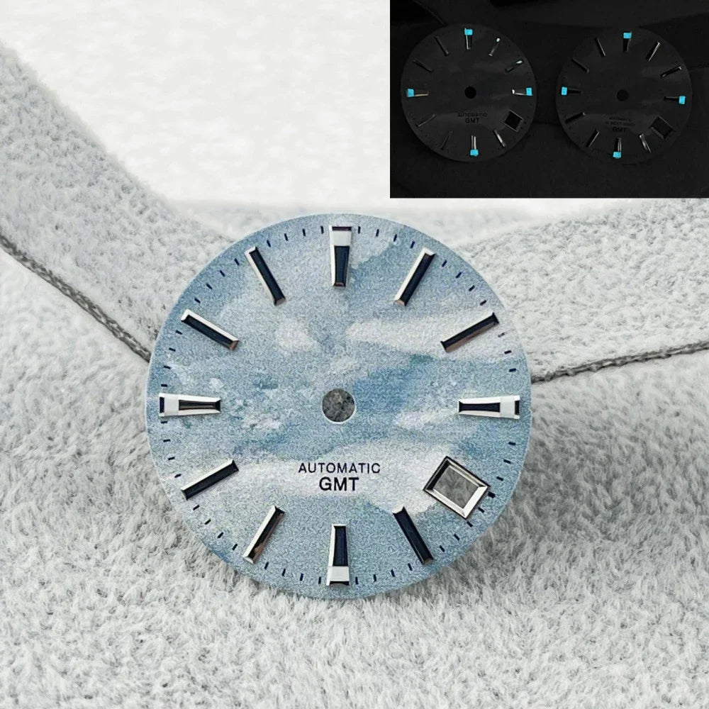 28.5mm Watch Dial BGW9 Blue Luminous Watch Faces GMT Dial Blue Sky Whi ...