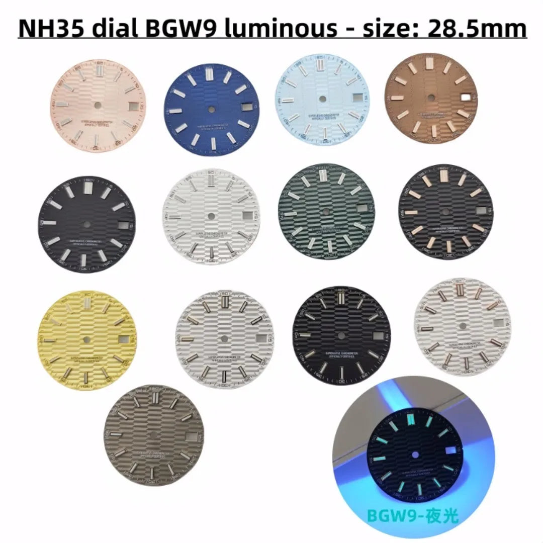 28.5mm Watch Dial Metallic Texture Surface DIY Log Dial BGW9 Blue Gree ...