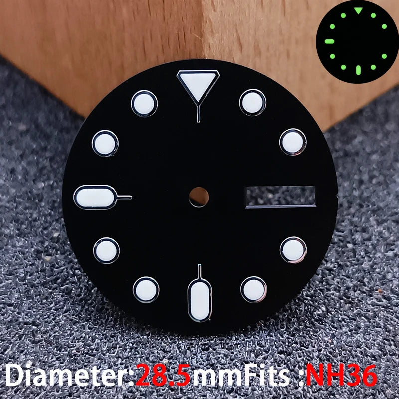 28.5mm Day-Date Dial for NH36 watch dial Green luminous Mod accessorie ...