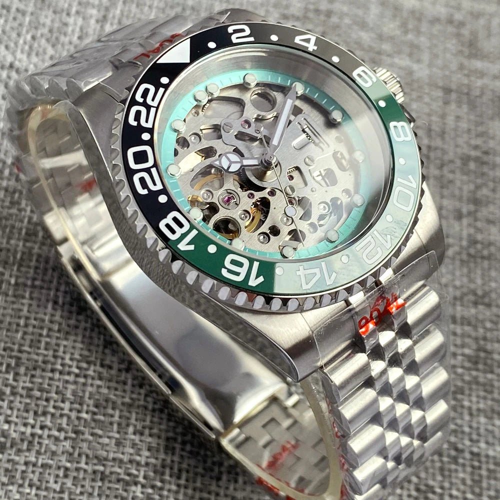 Tandorio 40mm NH70A Dive Watch 20ATM Skeleton Sapphire Glass Back TD30 ...