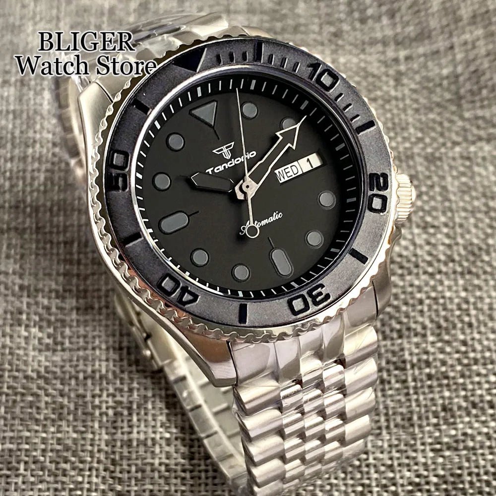Tandorio 41mm NH36A Black Dial 200M dive watch 120 Click Bezel Sapphir ...